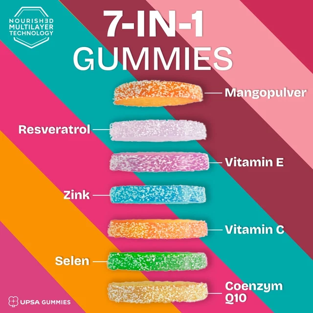 UPSA X NOURISHED 7-In-1 Beauty Gummies for Women - Vitamin C & E, Mango ...