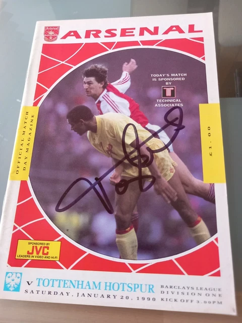 TONY ADAMS SIGNED Arsenal v Tottenham Hotspur 1990 Programme £1.13 ...