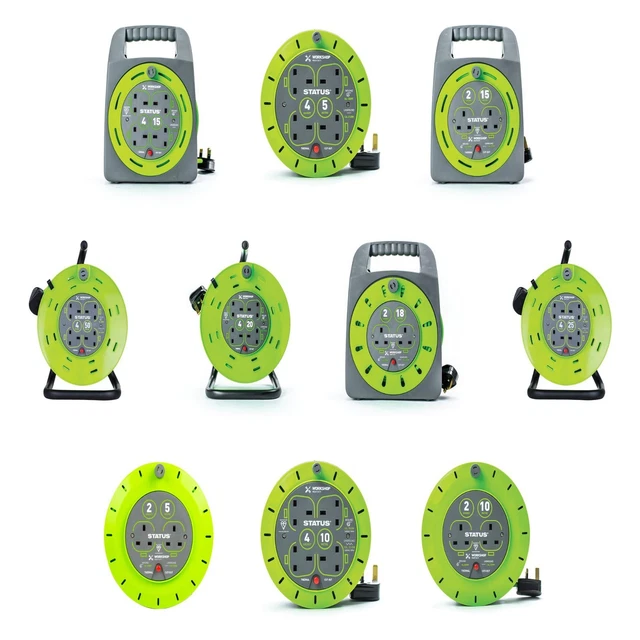 STATUS HEAVY DUTY Extension Cable Reel 2/4 Socket 5m 10m 15m 18m 20m ...