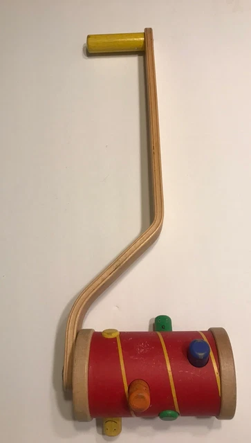 VINTAGE CHILD'S PUSH Pull Toy Wood Wheel W/Pegs & Handle £28.50 ...