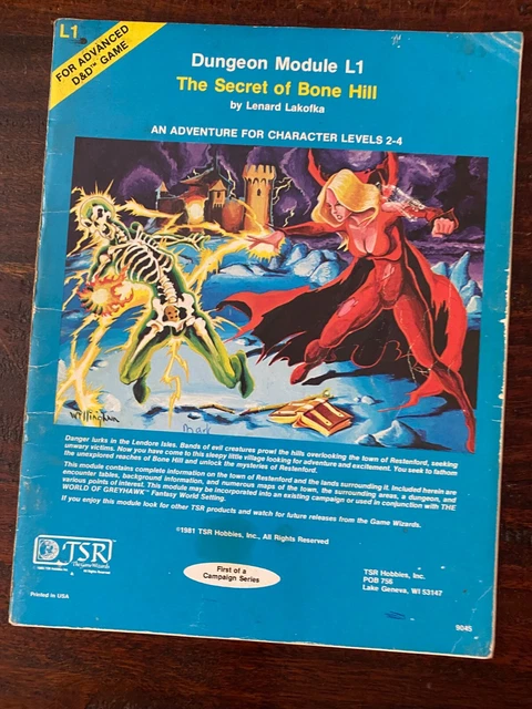 VINTAGE DUNGEONS & Dragons Module L1 The Secret of Bone Hill $40.00 ...