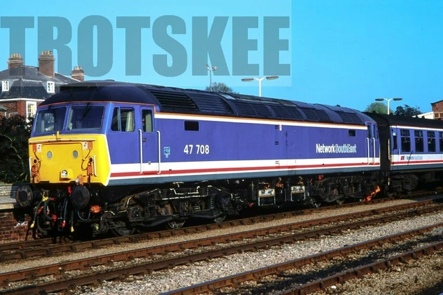 35MM SLIDE BR British Rail Diesel Loco 47708 Class 47 1991 Hereford ...