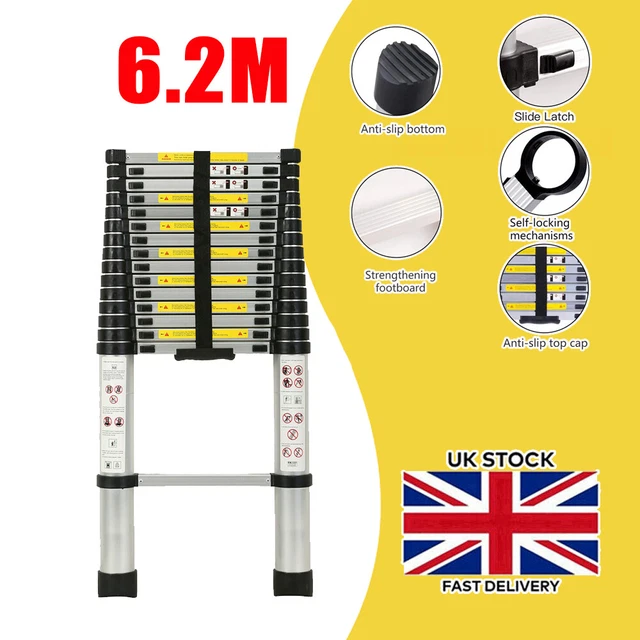 ALUMINIUM TELESCOPIC LADDER 6.2M Multi-Purpose Extendable Ladders ...