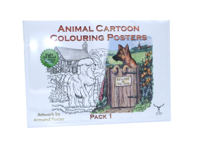 ANIMALS HUMOUR CARTOON Funny A4 Colouring Posters Pack By Armand Foster ...