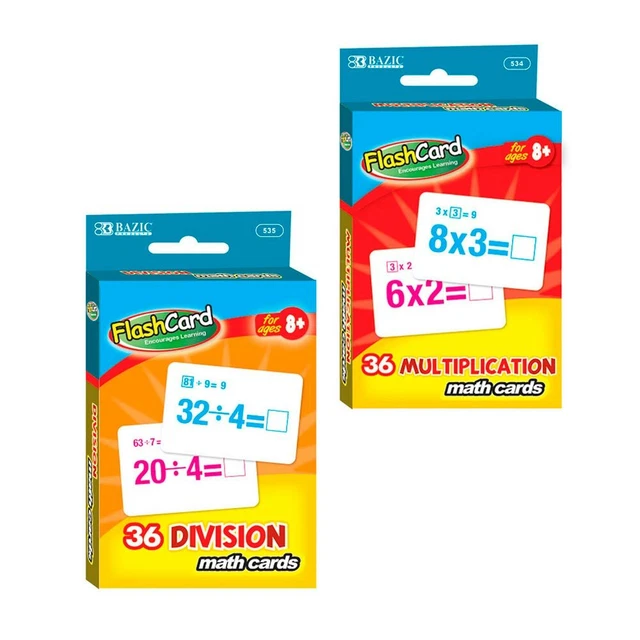 SET OF 2 Learning Flash Cards Multiplication Division Numbers Math ...
