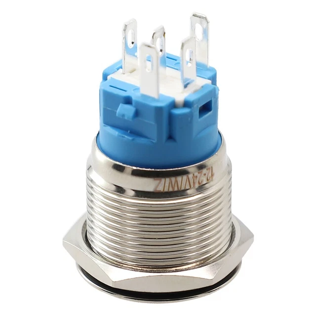 COMPACT METAL PUSH Button Switch 19mm IP66 Weatherproof Momentary ...