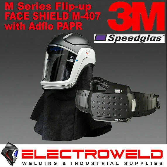 3M VERSAFLO M-407 Flip-Up Face Shield & Safety Helmet with Adflo PAPR ...
