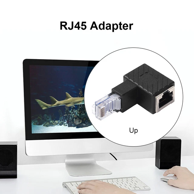 90 DEGREE RJ45 Converter Ethernet Network Adapter Extender Multi-Angle ...