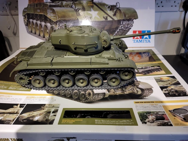 TAMIYA TANK 1/16 Full Option Pershing M26 Tank Semi built Bargain L@@K ...
