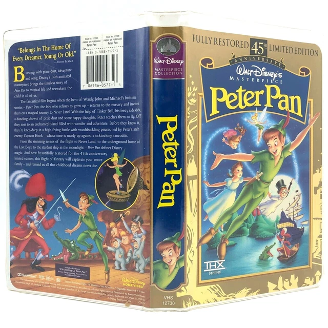 PETER PAN VHS Walt Disney Masterpiece Collection Limited Edition 1998 ...