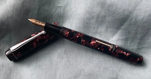VINTAGE WHS “THE Seal Pen” Lever-Fill, Marbled Rose, Semi-Flex 14K Nib ...