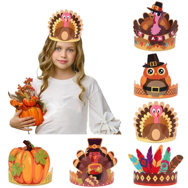 CREATIVE TURKEY CROWN Hat Paper Hat Headwear for Thanksgiving Festival ...