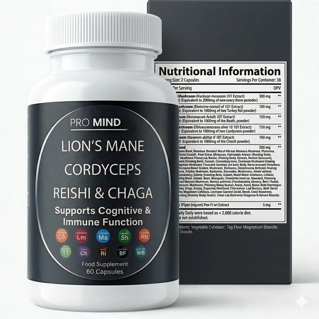 3 X LIONS Mane, Reishi ,Chaga, Cordyceps, 60 capsules £13.50 - PicClick UK