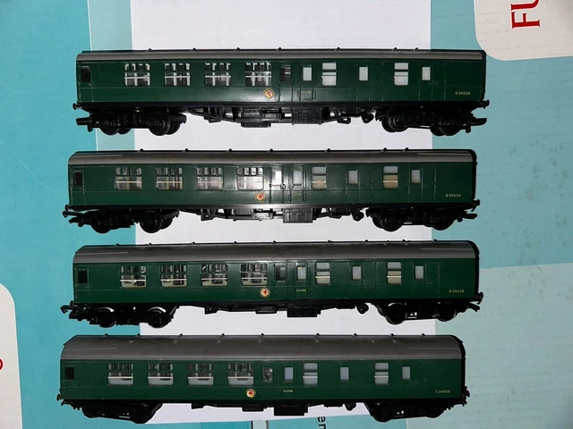 TRIANG HORNBY BR MK1 Brake Coach Set Of 4 Southern Region Green £10.00 ...