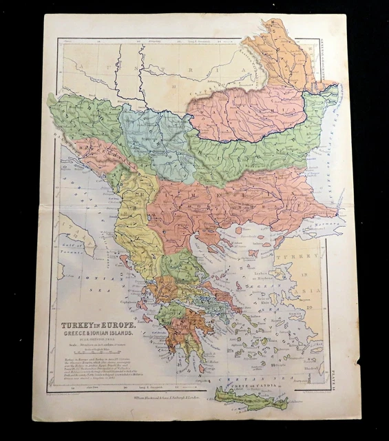 MAPPA DI TURCHIA Grecia Greco Ionio Isole Alexander K Johnston Antico ...