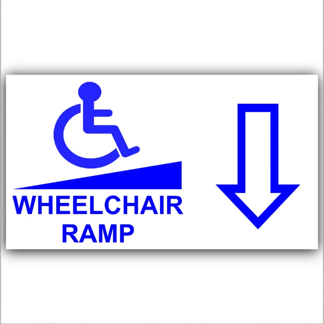 WHEELCHAIR RAMP ACCESS Stickers Sign Disabled Disability Mobility Arrow ...