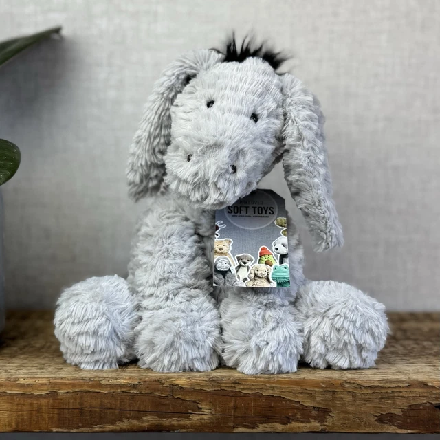 JELLYCAT FUDDLEWUDDLE DONKEY - Medium Light Grey Original Fuddlewuddle ...
