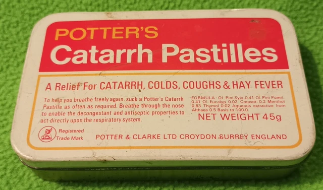 VINTAGE POTTER'S CATARRH Pastilles tin. Circa 1950s. Collectable ...