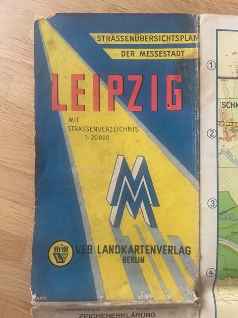 STADTPLAN LEIPZIG - Strassenübersichtsplan der Messestadt, ca. 1960, 1: ...