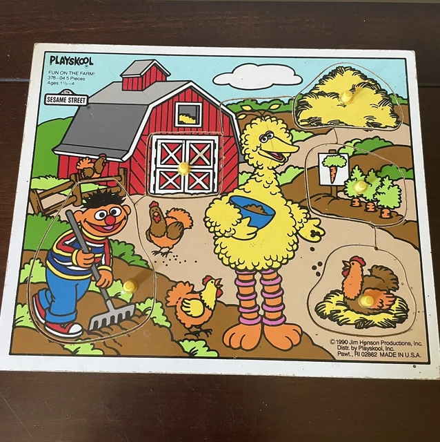 VINTAGE PLAYSKOOL SESAME Street Jim Henson Fun on Farm Wood Peg Tray ... VINTAGE PLAYSKOOL SESAME Street Jim Henson Fun on Farm Wood Peg Tray ...
