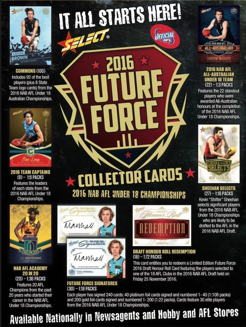 2016 SELECT AFL Future Force Common Cards Pick Your Card $1.00 ...