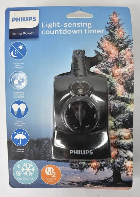 PHILIPS OUTDOOR LIGHT-SENSING Countdown Timer 2 Grounded Outlets ...