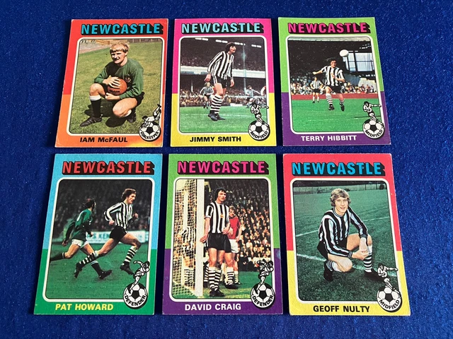 6 TOPPS NEWCASTLE Red/Grey Football Trade Cards 1974/75 All Different £ ...