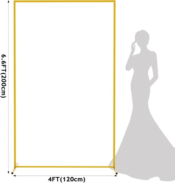 WEDDING ARCH BACKDROP Stand 6.6x4 FT Square Arches for Ceremony Gold ...