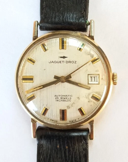 JAQUET- DROZ AUTOMATIC 25 Jewels Incabloc Men's Wristwatch Vintage 9K ...