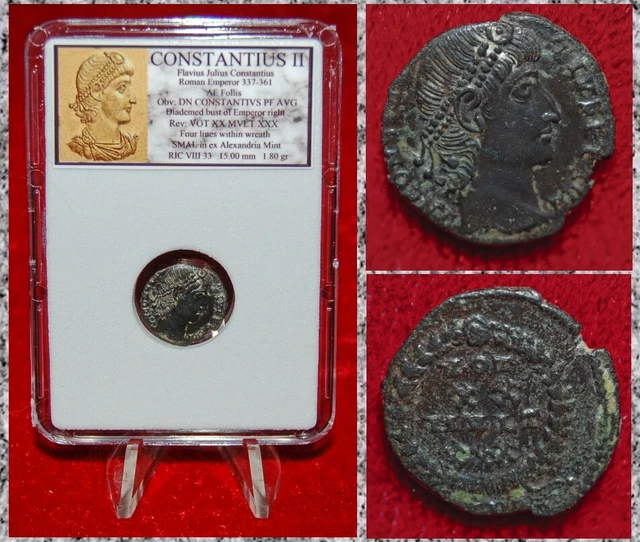 ANCIENT ROMAN EMPIRE Coin CONSTANTIUS II Wreath Alexandria Mint £58.72 ...