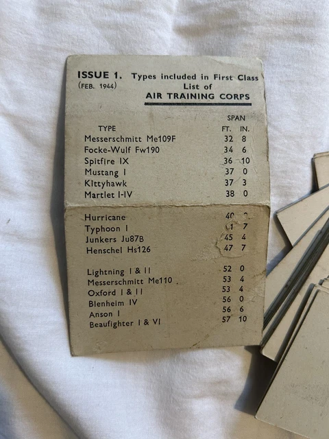 WW2 RAF ATC Aircraft ID Cards - 1944 - Complete Set £24.00 - PicClick UK