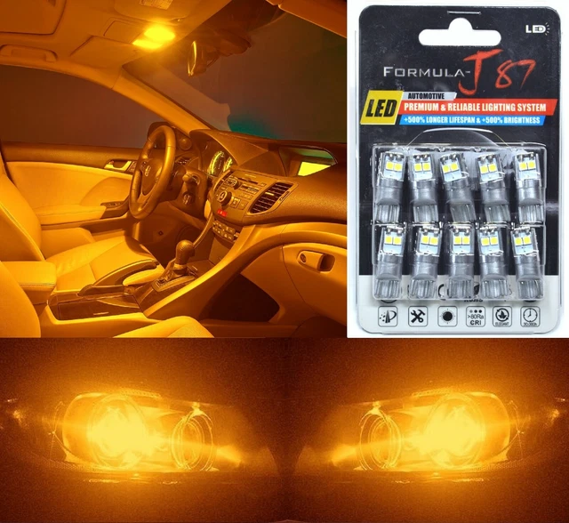 LED 3030 LIGHT Orange Amber 194 Ten Bulbs Interior Map Replace Upgrade ...