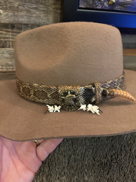 NEW DIAMONDBACK Rattlesnake skin hat band. Handmade. With rattles ...