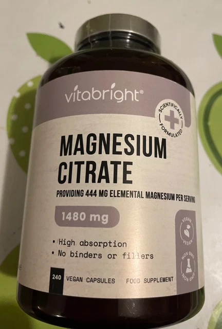 VITABRIGHT 240 X 1480mg Magnesium Citrate Capsules BRAND NEW & UNOPENED ...