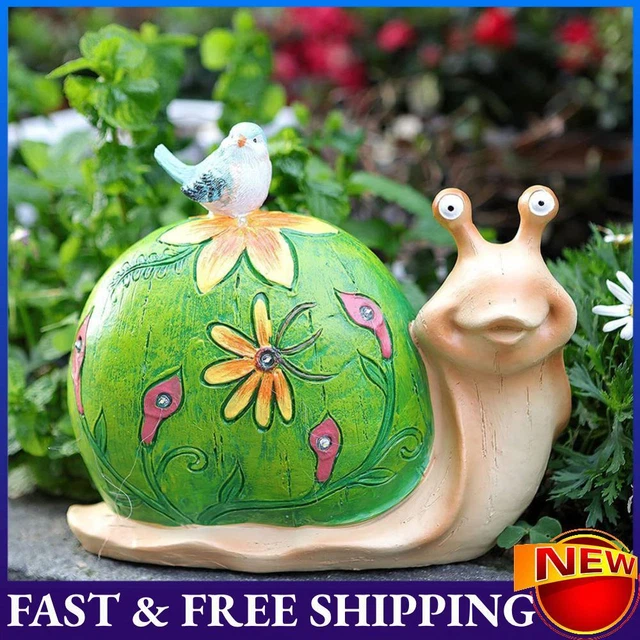 SOLAR SNAIL BIRD Light Resin Funny Snail Bird Decor Waterproof Garden ...