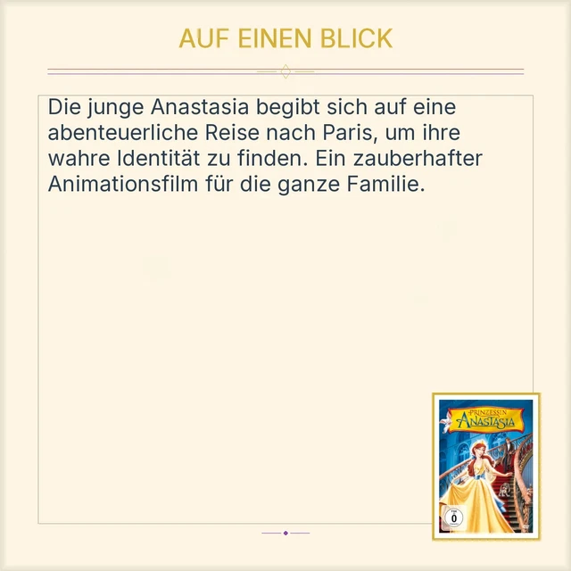 ANASTASIA ANIMATIONSFILM DVD Don Bluth Meg Ryan John Cusack Deutsch ...