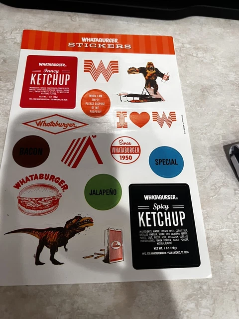 WHATABURGER RESTAURANT FAST Food Sticker Sheet Collectible Rare find $2 ...