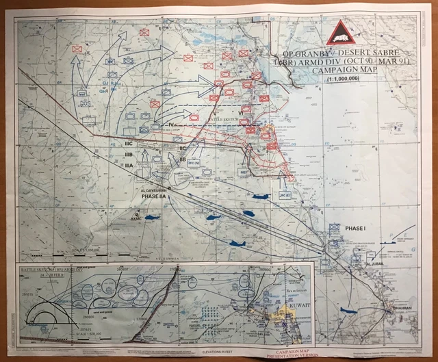ORIGINAL 1991 BRITISH ARMY MAP: OP GRANBY/DESERT SABRE CAMPAIGN MAP ...