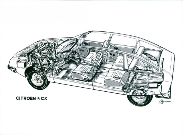 TECHNICAL DRAWING OF 1974 Citroen CX - Vintage Photograph 3221056 £10. ...
