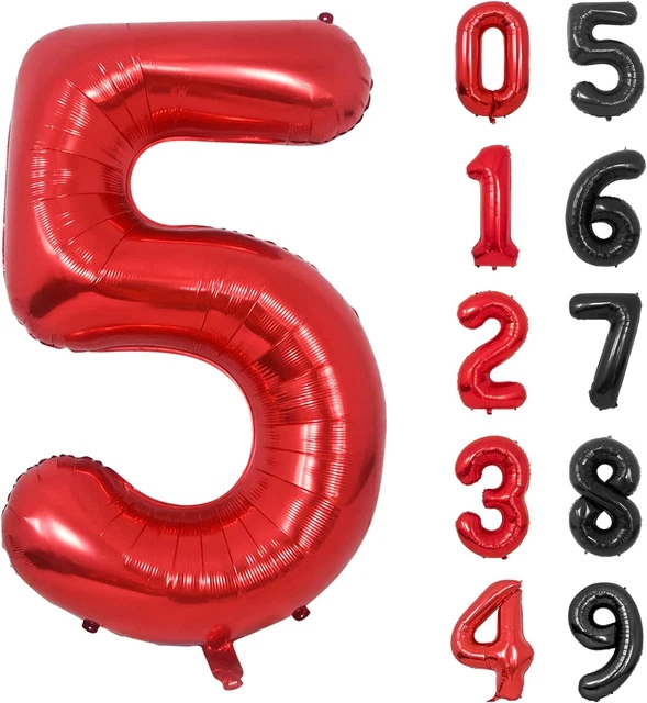 FOLIENBALLON ZAHL 5 Rot XXL Riesen Folienballon Mylar Helium Luftballon ...