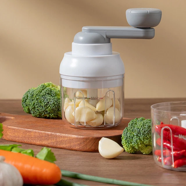 HAND MANUAL FOOD Chopper Portable Processor Kitchen Mini Garlic String ...