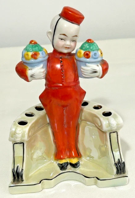 ANTIQUE CERAMIC VICTORIAN Goebel ? bell boy hat pin holder flower frog ...