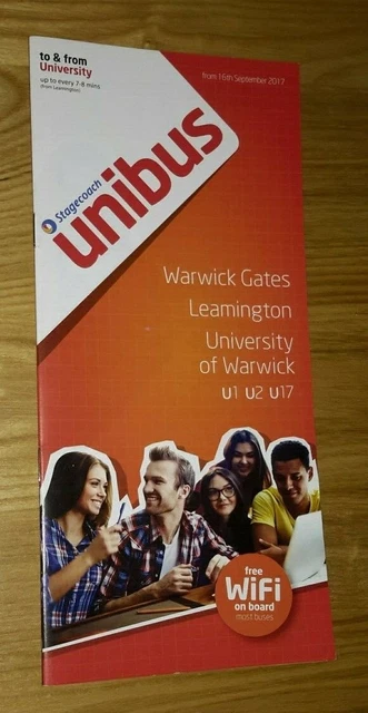 STAGECOACH UNIBUS TIMETABLE: Routes U1 & U2 Leamington - Warwick Univ ...