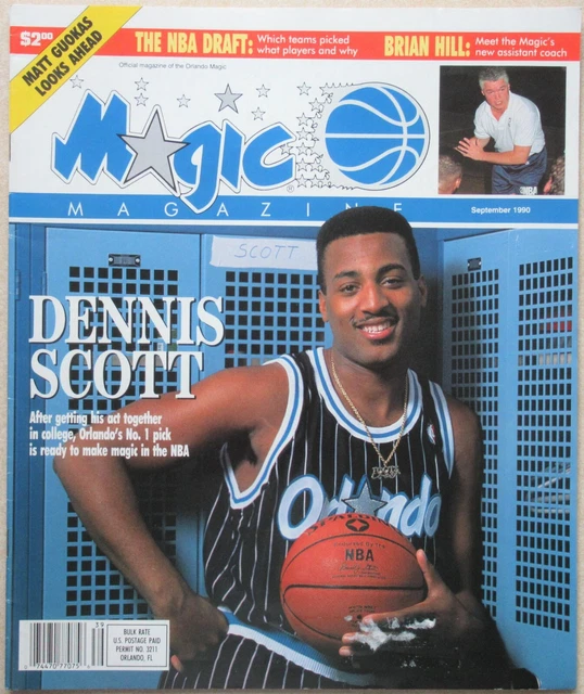 1990 DENNIS SCOTT - BRIAN HILL - ORLANDO MAGIC - "Magic Magazine ...