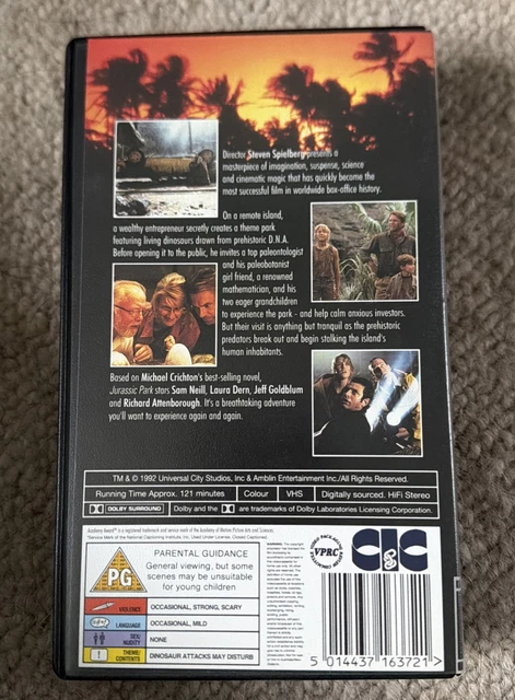 JURASSIC PARK BY Steven Spielberg (VHS, 1993) Very Good Condition £5.98 ...
