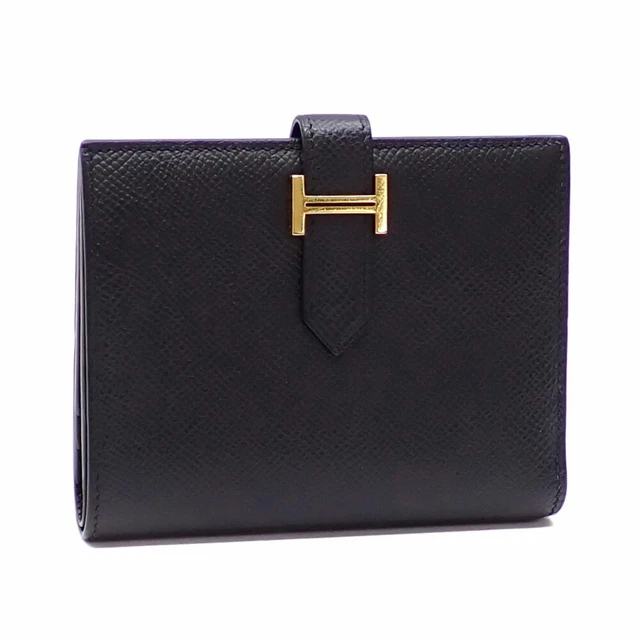 HERMES HERMÈS BEARN Compact Bifold Wallet, Women's, Black, Epsom ...