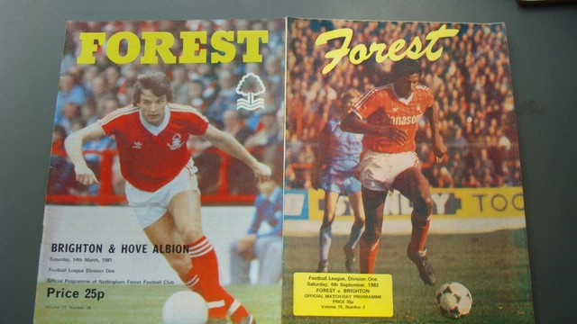 2 X NOTTINGHAM FOREST v BRIGHTON & HOVE ALBION 1981/1982 £0.99 ...
