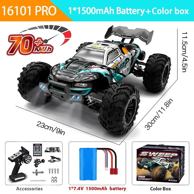 70KM/H 50KM/H 4WD RC Car LED Remote Control High Speed Drift Monster ...