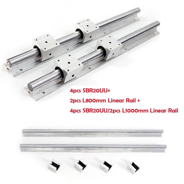 COMPLETE SLIDING UNIT 2 x SBR20 Linear Rail Guide & 4 x SBR20UU Bearing ...