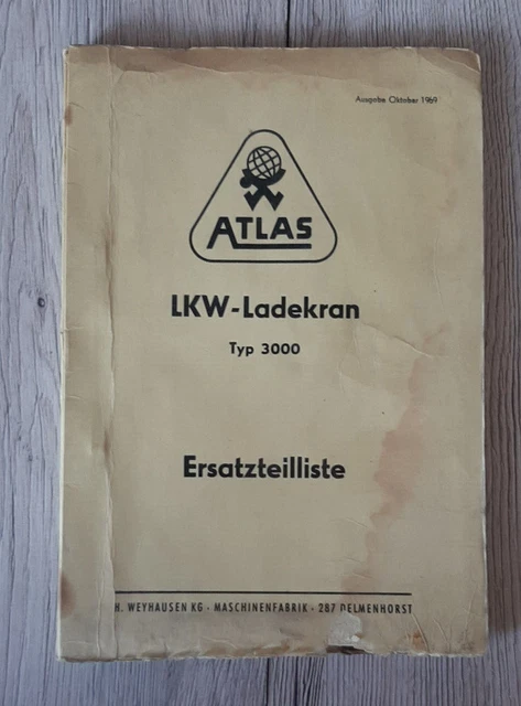 ORIGINAL ATLAS ERSATZTEILLISTE LKW-Ladekran Typ 3000 EUR 39,00 ...